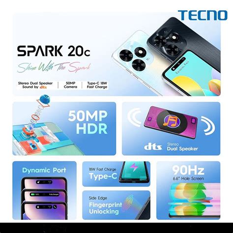 Best Price For [xmas Sale] Tecno Spark 20c 256gb 12 4 8 Gb Large Storage 90hz 6 6 Dynamic Port
