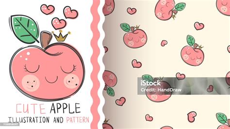 Cute Apple Seamless Texture Pattern Stock Illustration Download Image