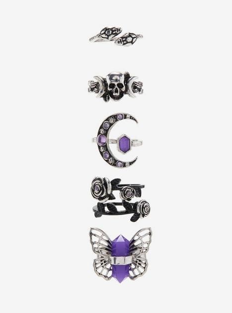 Purple Mystical Dark Ring Set Hot Topic
