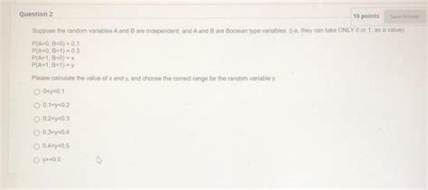 Solved Suppose The Random Variables A And B Are Independent Chegg