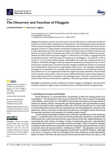 Fillable Online The Discovery And Function Of Filaggrin Keratohyalin