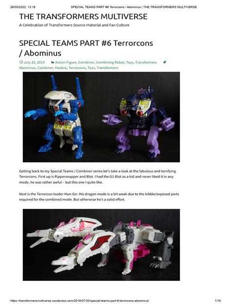 Special Teams Part 6 Terrorcons Abominus The Transformers