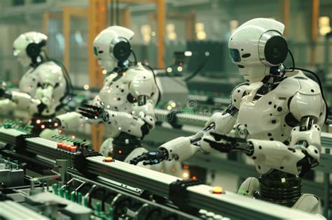 A Team Of Robots Collaborates On A Conveyor Belt Efficiently Moving