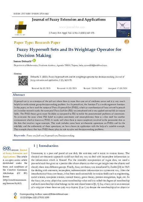 Pdf Fuzzy Hypersoft Sets And Its Weightage Operator For Decision Making