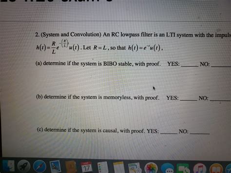 solved 2 system and convolution an rc lowpass filter is