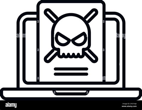 malware laptop icon outline vector virus error web report stock