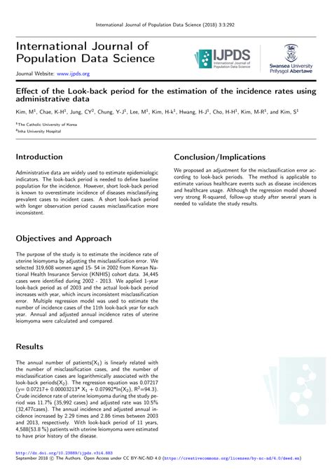 Pdf Effect Of The Look Back Period For The Estimation Of The Incidence Rates Using