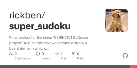 Github Rickbensupersudoku Final Project For The Class 0368 2161