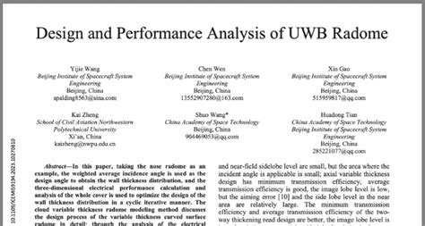 Design And Performance Analysis Of Uwb Radome Pdf