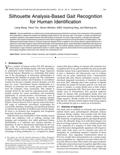 Pdf Silhouette Analysis Based Gait Recognition For Human