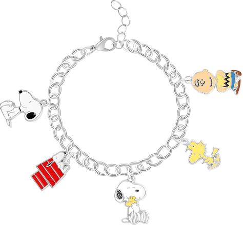 Peanuts Pulsera De Cuentas Para Mujer De 17 78 Cm 2 54 Cm Pulsera De Snoopy Con 5 Abalorios