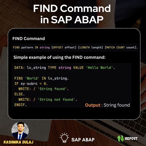 Sapabap Findcommand Sapdevelopment Abapprogramming Stringmanipulation Abaptips