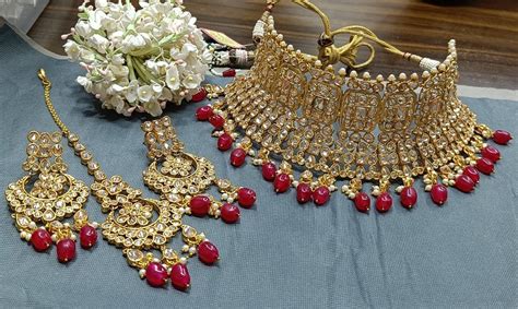 Ruby Polki Bridal Necklace Set Sku 00 B2 R Chie Creations At ₹ 2200