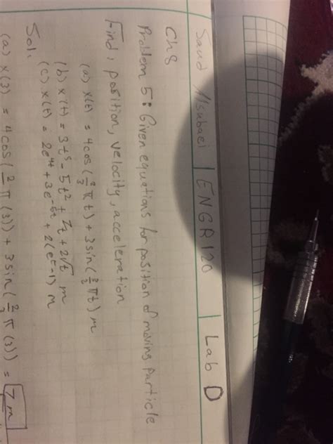 solved given equations for position of moving particle find