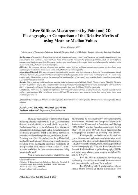 Pdf Liver Stiffness Measurement By Point And 2d Elastography A Comparison Of The Relative