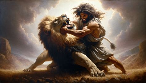Best 9 Samson Wrestling With Lion Samsons Valor Lion Battle Art Biblical Strength