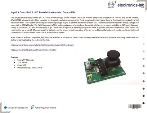 joystick controlled 2 x rc servo motors electronics