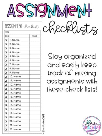 Assignment Checklists By Flair For Teaching Tpt