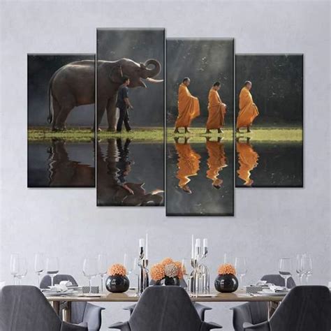ᐉ Модульная картина Kil Art Сопровождение слона из четырех частей 89x56 см M4 M 194 • Купить в