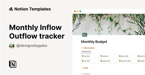 Monthly Inflow Outflow Tracker Template Notion Marketplace