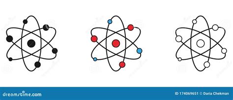 Atom Icon In Flat Design Set Gray Molecule Symbol Or Atom Symbol Isolated Vector Illustration