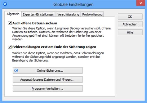 Offene Dateien Sichern