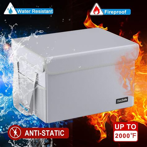 Buy Docsafe File Box Fireproof File Storage Organizer Box With Lid Collapsible Document Storage