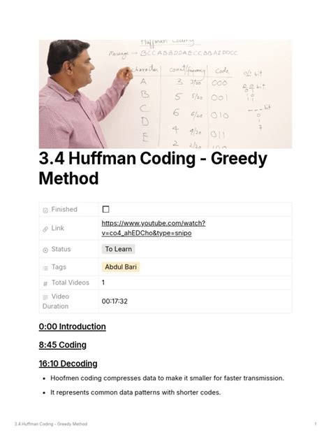 3 4 Huffman Coding Greedy Method Pdf Code Applied Mathematics