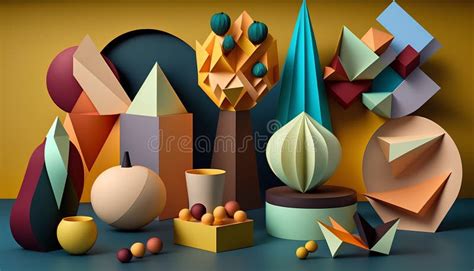 Abstract Composition With Geometric Shapes 3d Render 3d Illustration