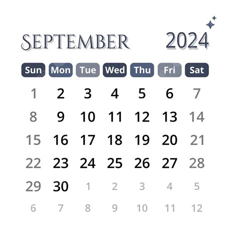 2024 年 9 月日曆 向量 九月 2024 日曆向量圖案素材免費下載，png，eps和ai素材下載 Pngtree