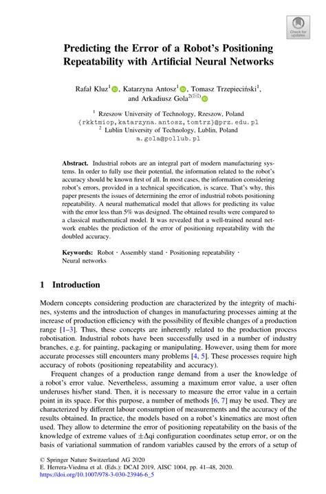 Pdf Predicting The Error Of A Robots Positioning Repeatability With