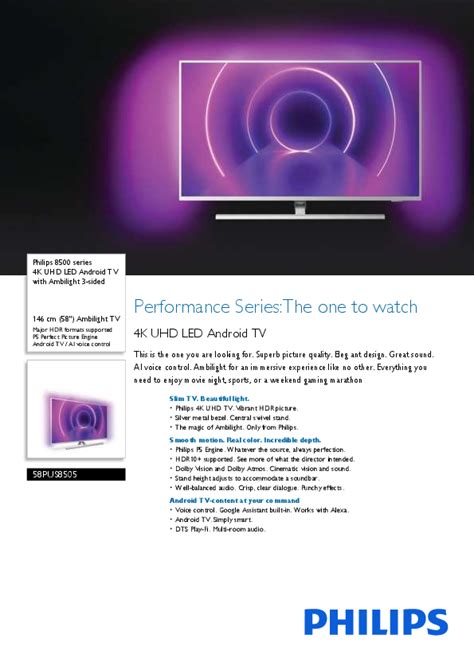 Philips 58PUS8505/12 4K UHD LED Android TV with Ambilight - Product ...