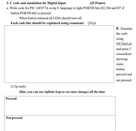 solved 3 c code and simulation for digital input 25