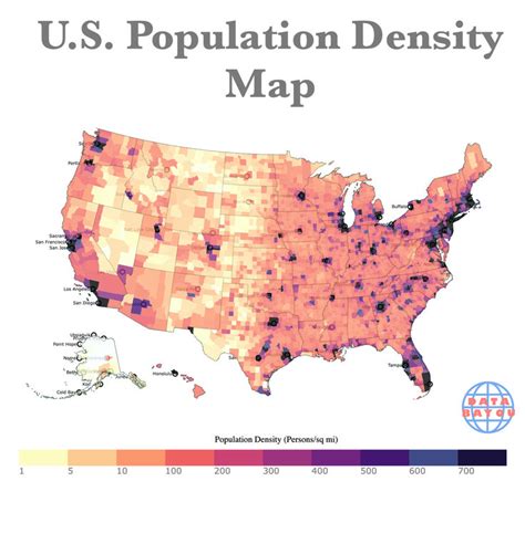 U S Population Density Map Map United States Map Human Geography