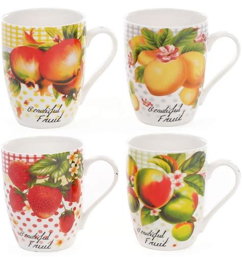 Кружка порцелянова Красиві фрукти 310мл Mugs Glassware Tableware