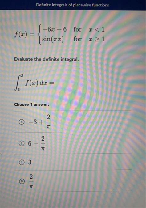 Solved Definite Integrals Of Piecewise Functions F X Chegg Com