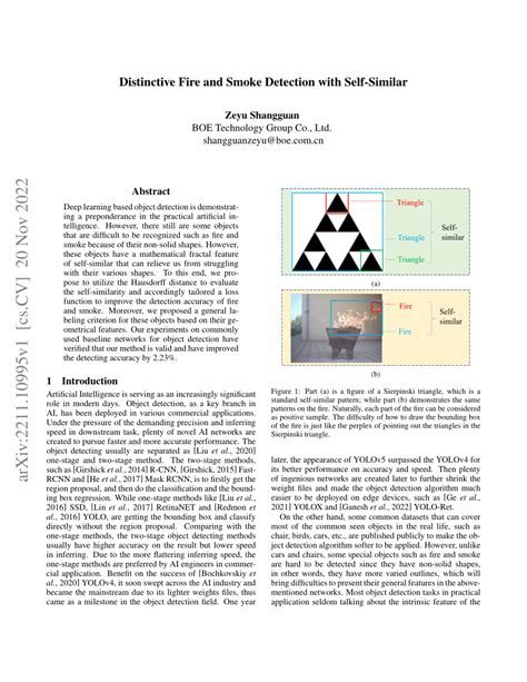 PDF Distinctive Fire And Smoke Detection With Self Similar