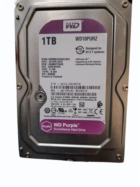 Surveillance Hard Disk Memory Size 1 Tb Storage Capacity 500 Gb At