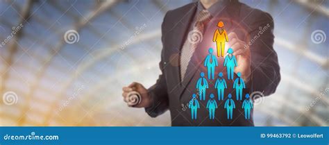 Manager Selecting Female Executive Atop Hierarchy Stock Photo Image Of Conceptual Agent 99463792