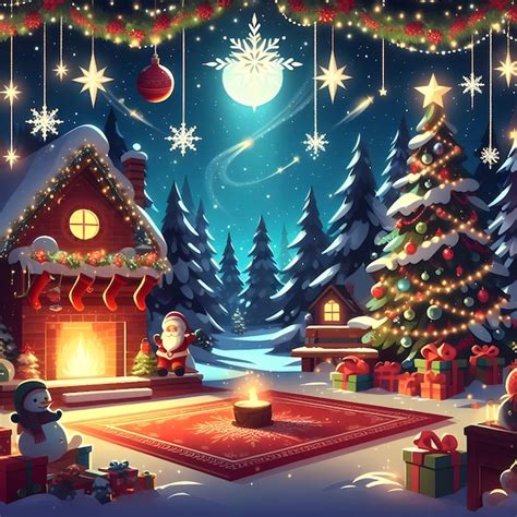 Premium Photo | Very beautiful animated vector Christmas scene