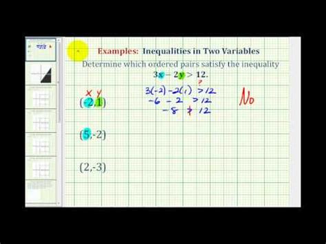 Determine if Ordered Pairs Satisfy a Linear Inequality ( Video ...