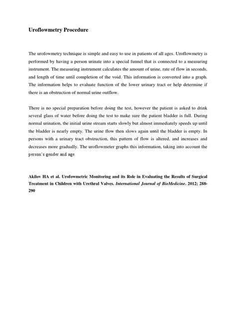 Uroflowmetry Procedure Pdf