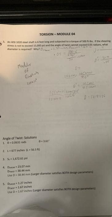Solved 5 An Aist 1020 Steel Shatt Is 6 Feet Lans And