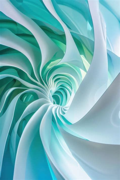 Abstract Composition With Concentric Wavy Patterns In Pastel Blue And
