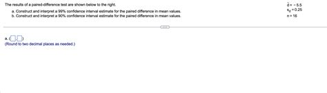 Solved The Results Of A Paired Difference Test Are Shown