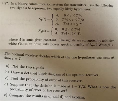 427 In A Binary Communication System The