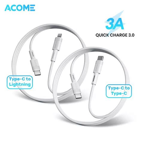 Jual Kabel Data Type C To Usb C Type C To Lightning Data Cable Pd Acome Shopee Indonesia