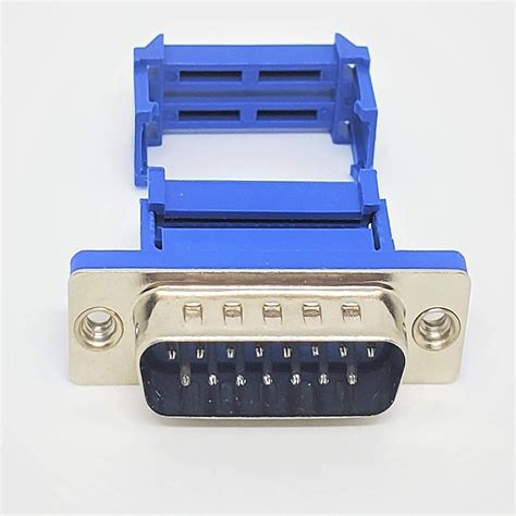Db15 Male Idc 15 Pin D Sub Crimp Connector For Flat Ribbon Cable Parallel Port With Strain