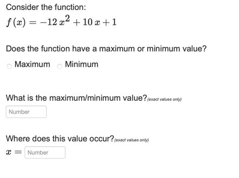 solved consider the function f x 12x2 10x 1 ﻿does the