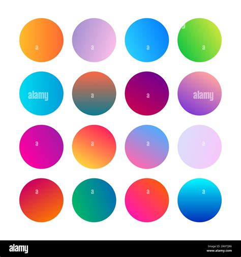 Round Gradients Spheres Set Of Sixteen Trendy Multicolored Gradients Vector Illustration